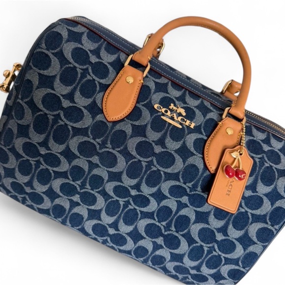 Coach | Bags | Coach Navy And Tan Signature Satchel | Poshmark